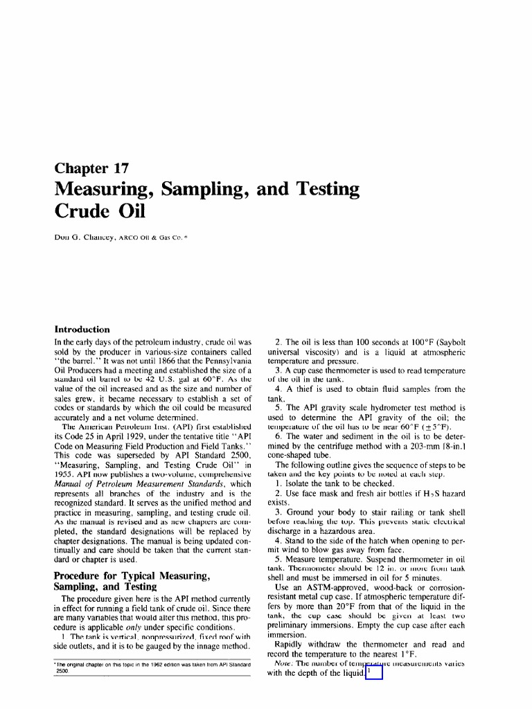 Measuring, Sampling, and Testing Crude Oil: ARCO Oil & C&S CO. | PDF ...