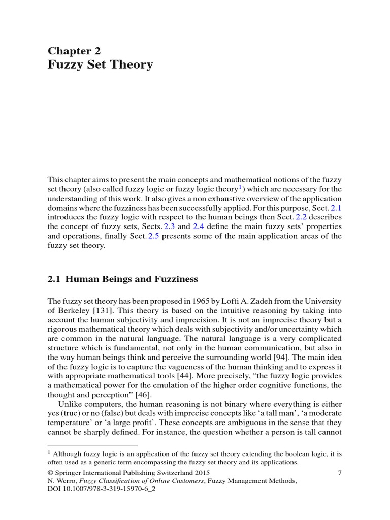Fuzzy Set Theory: 2.1 Human Beings and Fuzziness | PDF | Fuzzy Logic | Relational Database