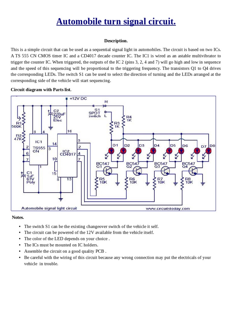 Sequential Turn Signal Circuit Diagram | PDF | Science & Mathematics ...