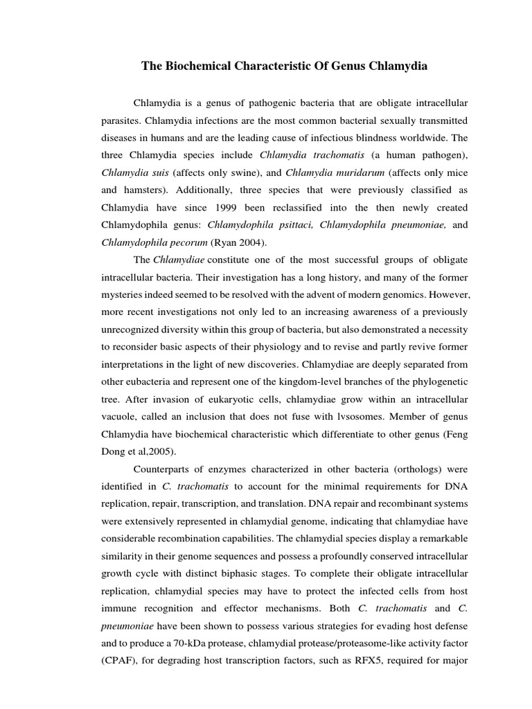 The Biochemical Characteristic of Genus Chlamydia | PDF | Biotechnology ...