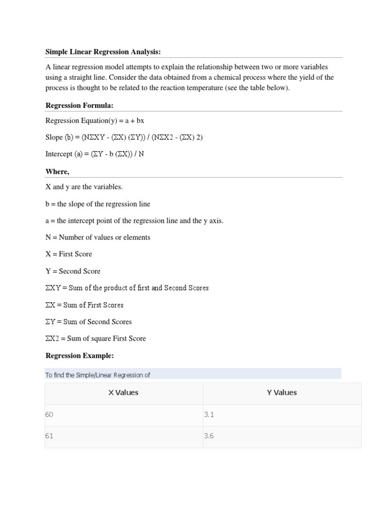 Simple Linear Regression Analysis | PDF | Correlation And Dependence ...