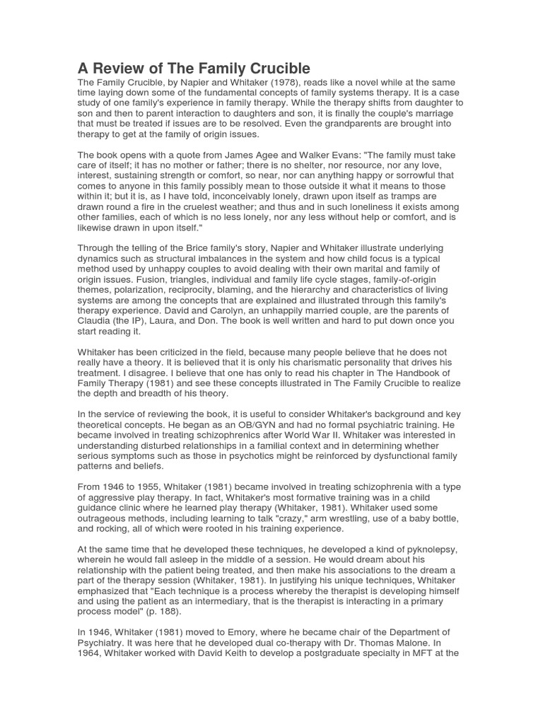 A Review of The Family Crucible | PDF | Family Therapy | Psychotherapy