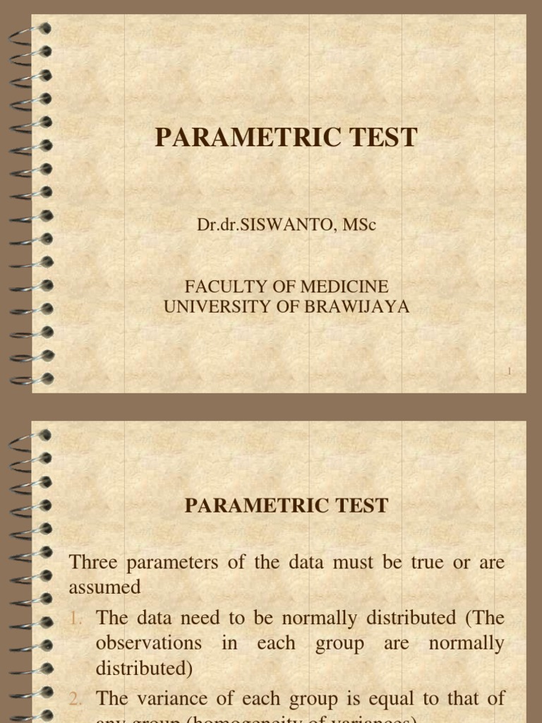Parametric Test: DR - Dr.Siswanto, MSC | PDF | Correlation And ...