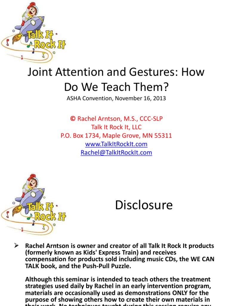 Joint Attention and Gestures: How Do We Teach Them? | PDF | Autism ...