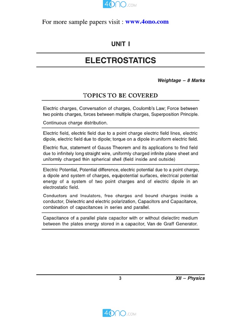 12 Physics Impq ch01 Electrostatics PDF | PDF