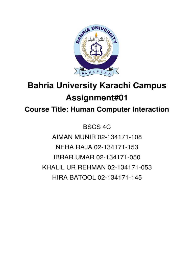 HCI Assignment for BSCS 4C Students | PDF