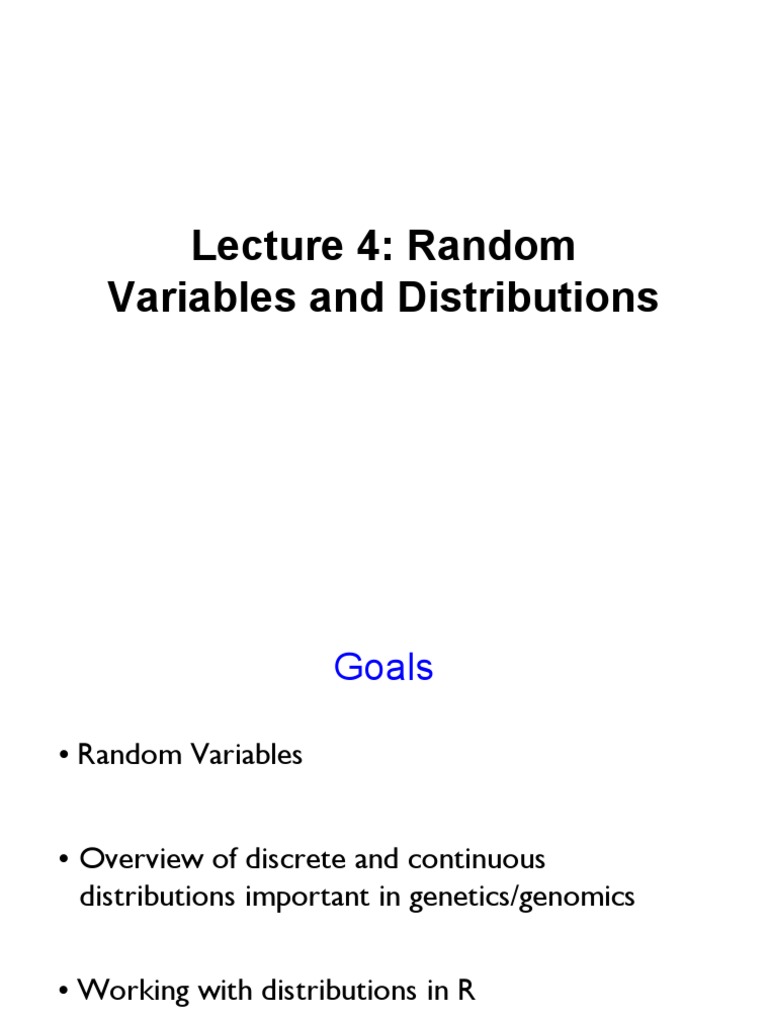Lecture 4: Random Variables and Distributions | PDF | Probability ...