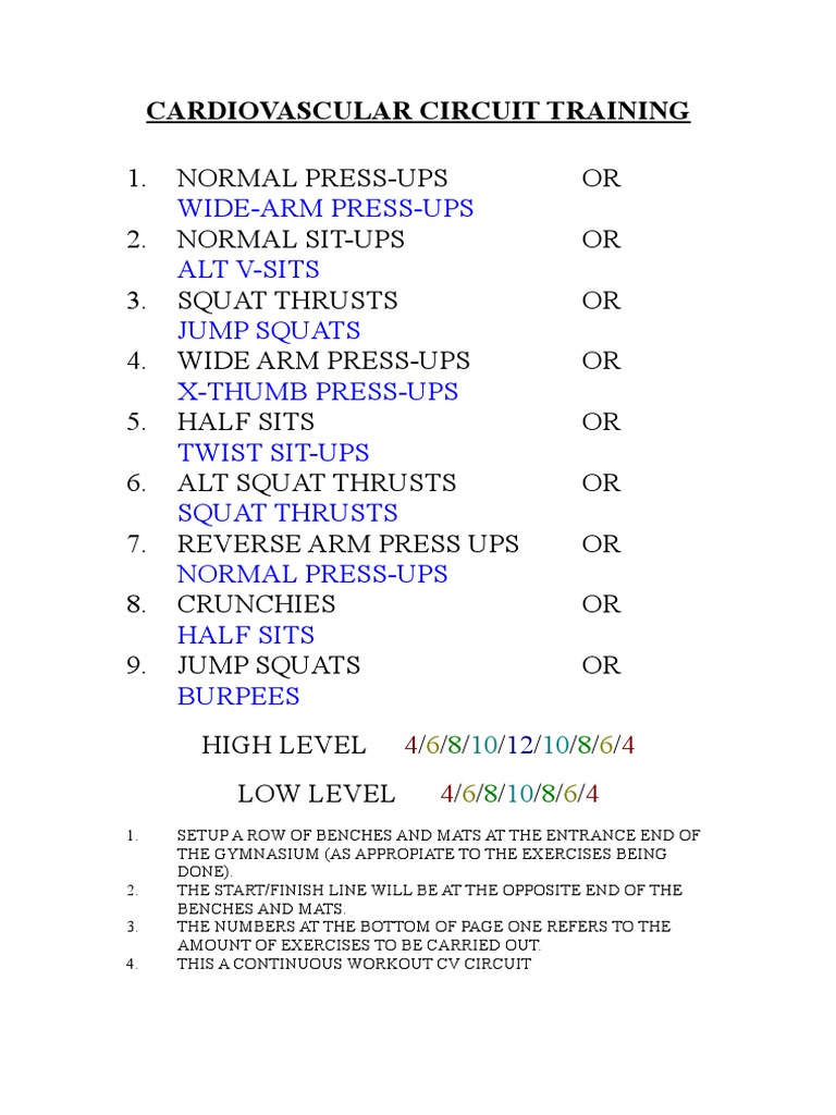 Cardiovascular Circuit Training | PDF