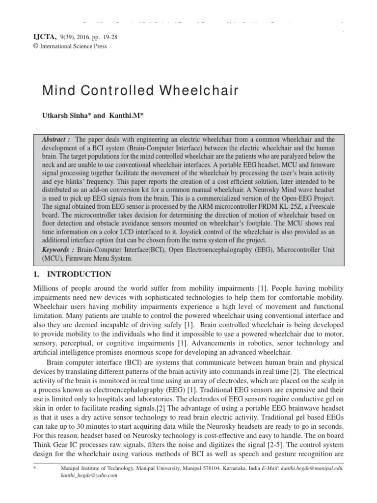 Brain Controlled Wheelchair | PDF | Wheelchair | Electroencephalography