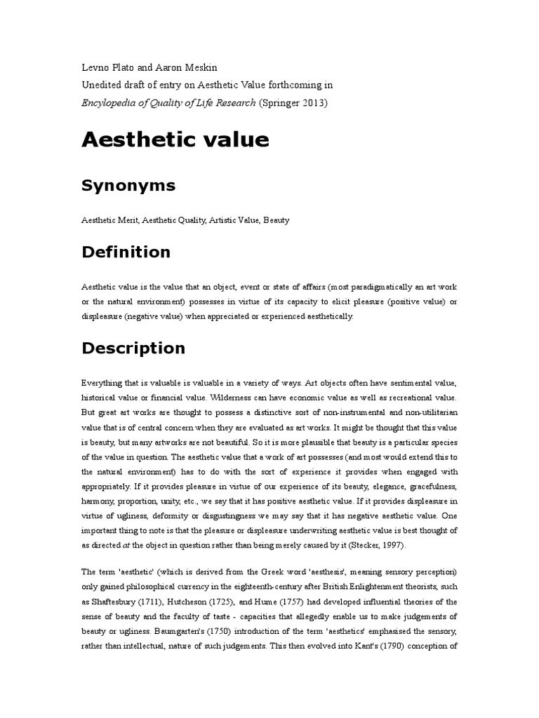Aesthetic Value | PDF | Aesthetics | Immanuel Kant
