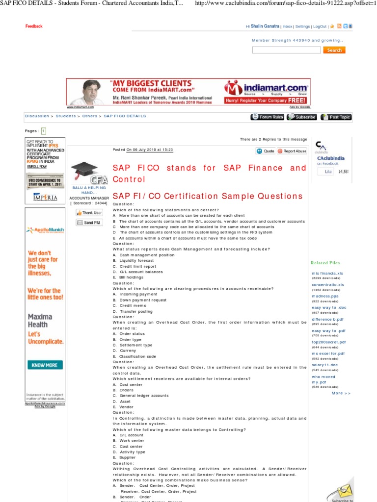 SAP FICO Stands For SAP Finance and Control: SAP FI/CO Certification ...