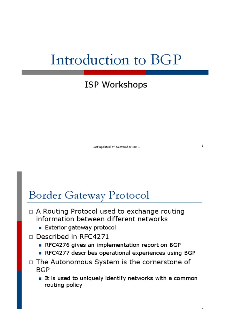 Introduction To BGP: ISP Workshops | PDF | Routing | Communications ...
