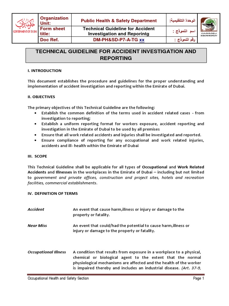 Technical Guideline For Accident Investigation and Reporting | PDF ...