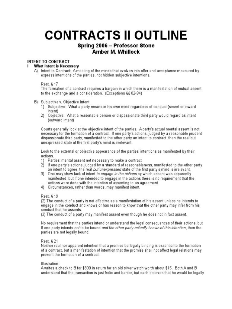 Contracts II - Stone | PDF | Offer And Acceptance | Reasonable Person