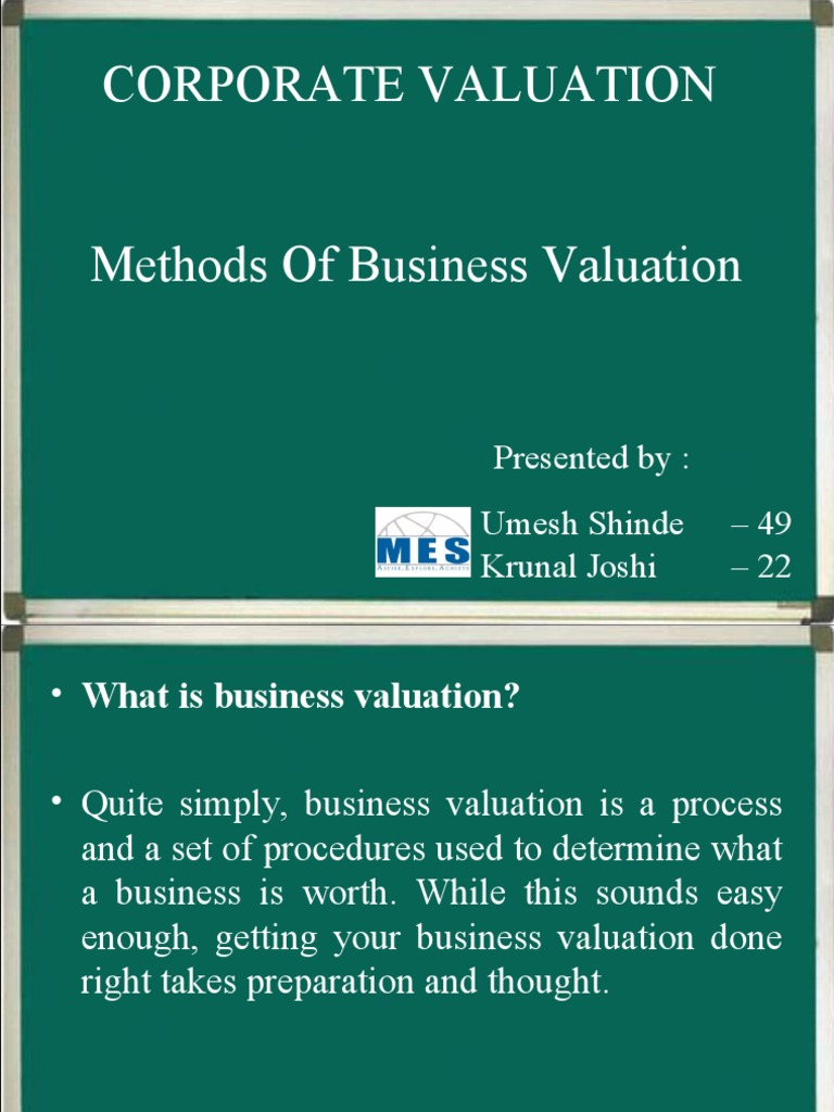 Methods of Business Valuation | PDF | Valuation (Finance) | Business ...