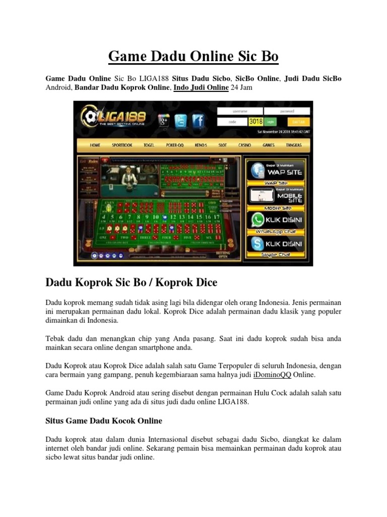 Game Dadu Online Sic Bo LIGA188Official | PDF