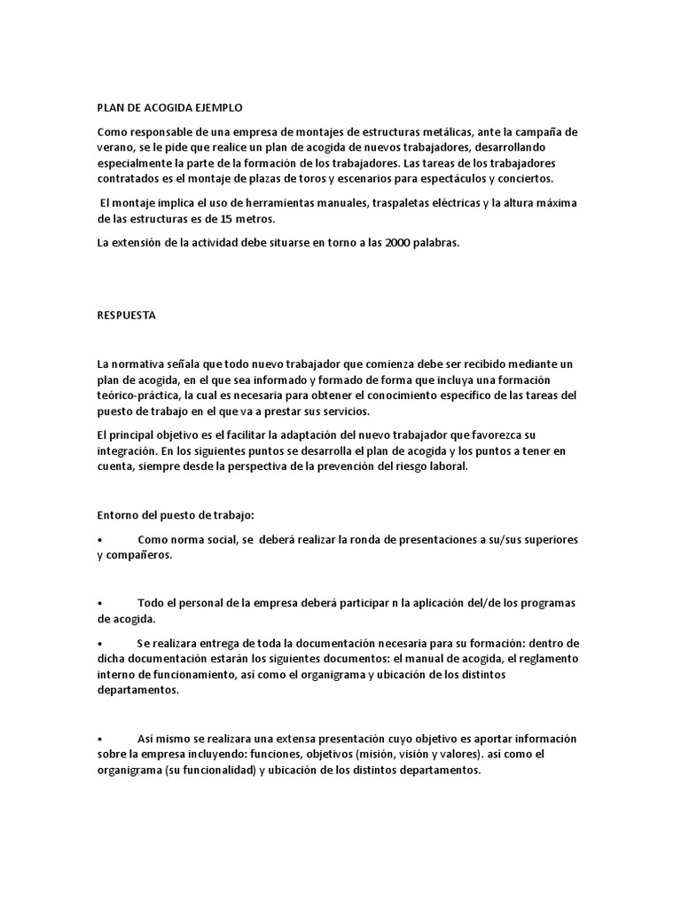 Plan de Acogida Ejemplo | PDF | Información