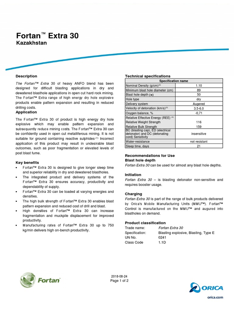 Fortan Extra 30: Kazakhstan | PDF | Explosive Material | Nature