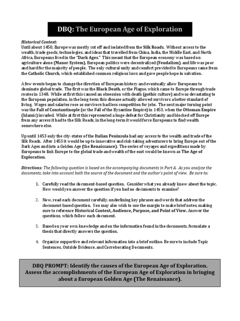 DBQ - Age of Exploration | Download Free PDF | Ottoman Empire | Europe ...