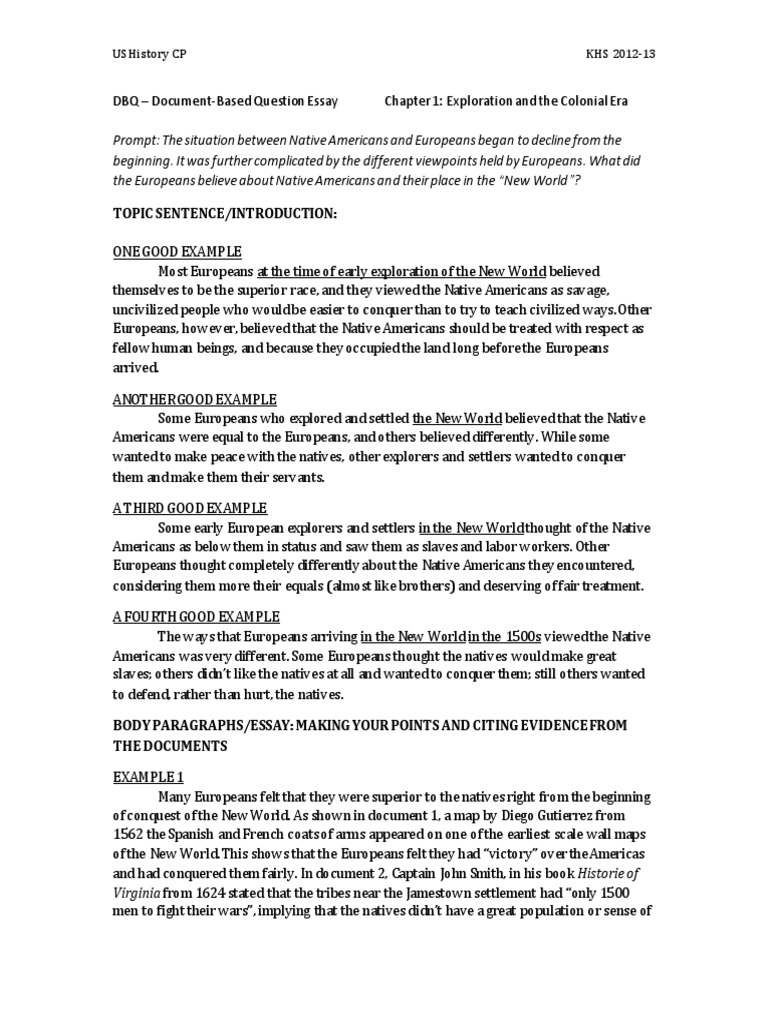DBQ Exemplar Native Americans | PDF | Native Americans In The United ...