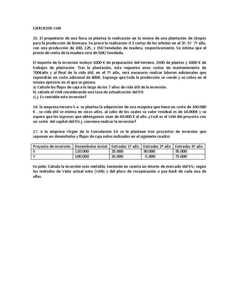 Ejercicios Van | PDF