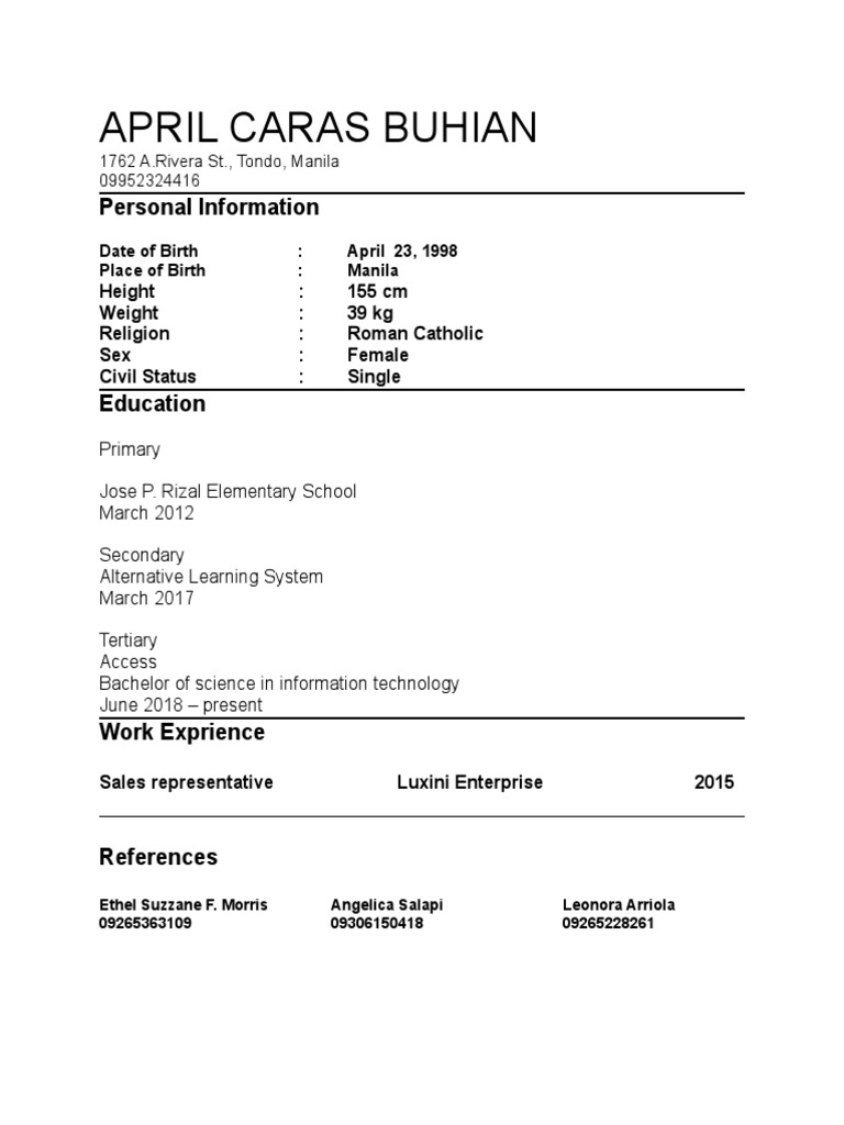 April Caras Buhian | PDF