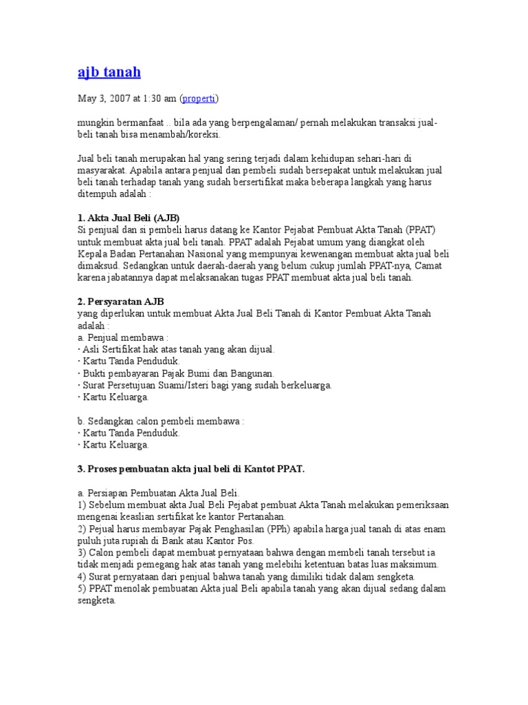 Pembuatan AJB TANAH | PDF