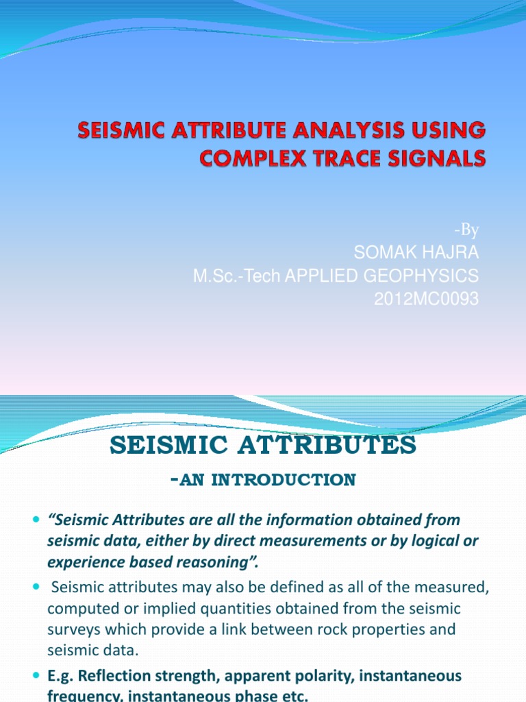 Seismic Attributes Analysis | PDF | Applied And Interdisciplinary ...
