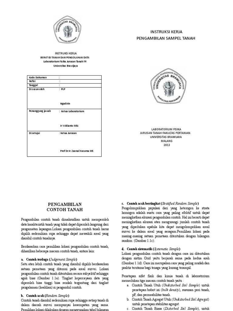 Pengambilan Contoh Tanah | PDF