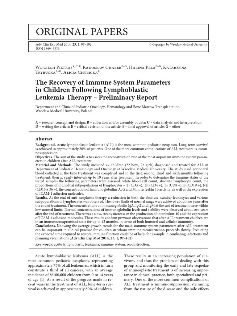 Original Papers | PDF | Leukemia | Immune System