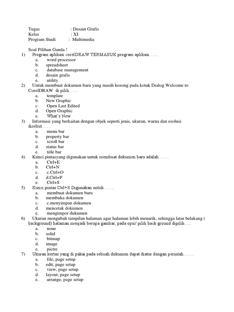 Soal DGP Kelas Xi SMT 1 | PDF