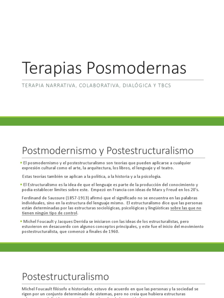 Terapias posmodernas: Enfoques narrativos, colaborativos y dialógicos ...