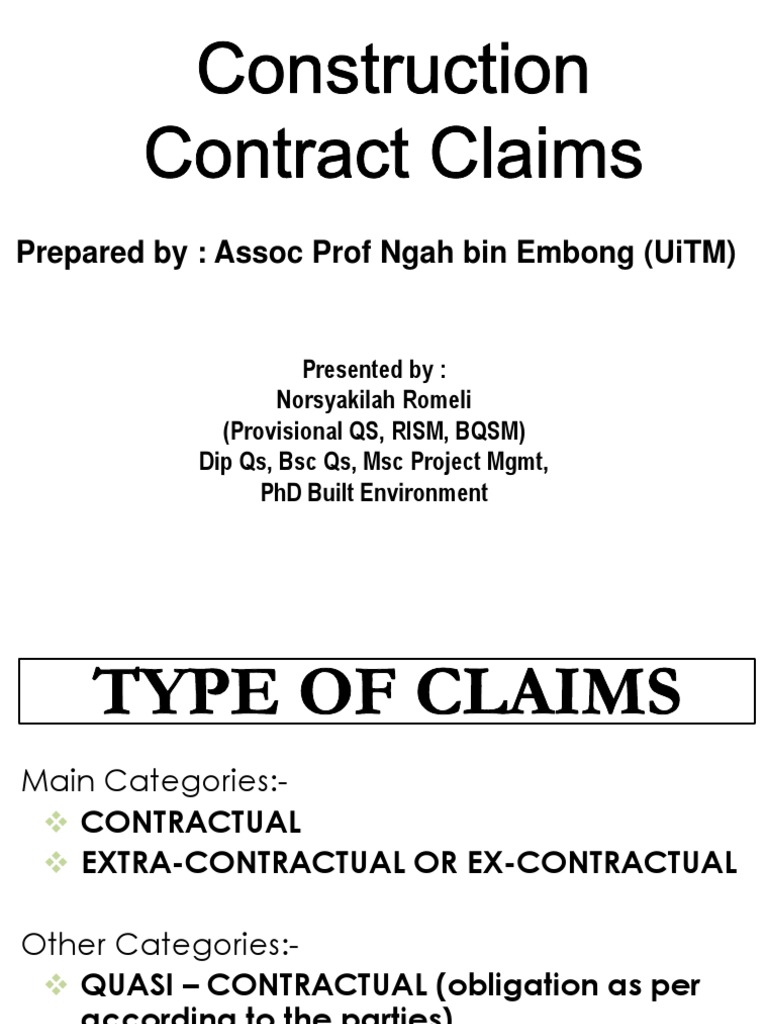 W8 Construction Contract Claims | PDF | Damages | Contractual Term