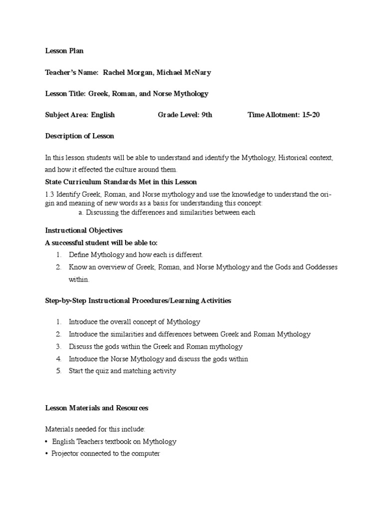 9th Grade English Lesson Plan | PDF