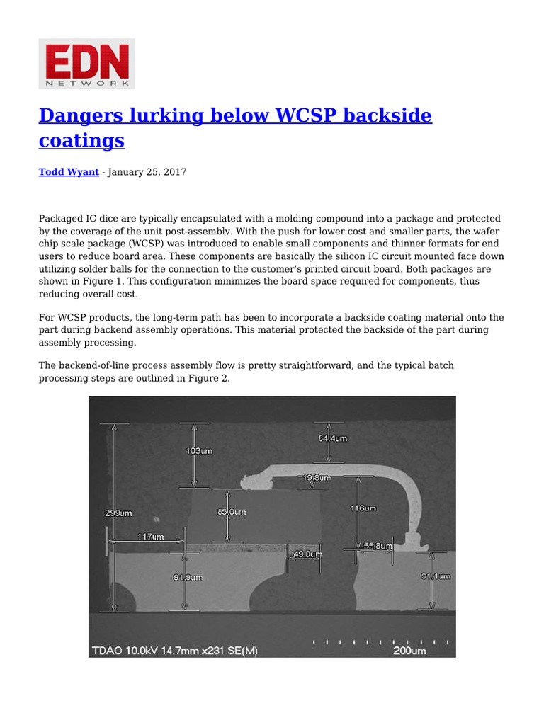 Risks of WCSP Backside Coatings | PDF | Integrated Circuit | Electronic ...