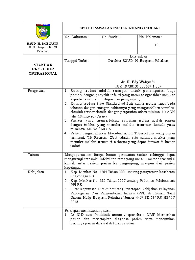 Spo Perawatan Pasien Isolasi | PDF