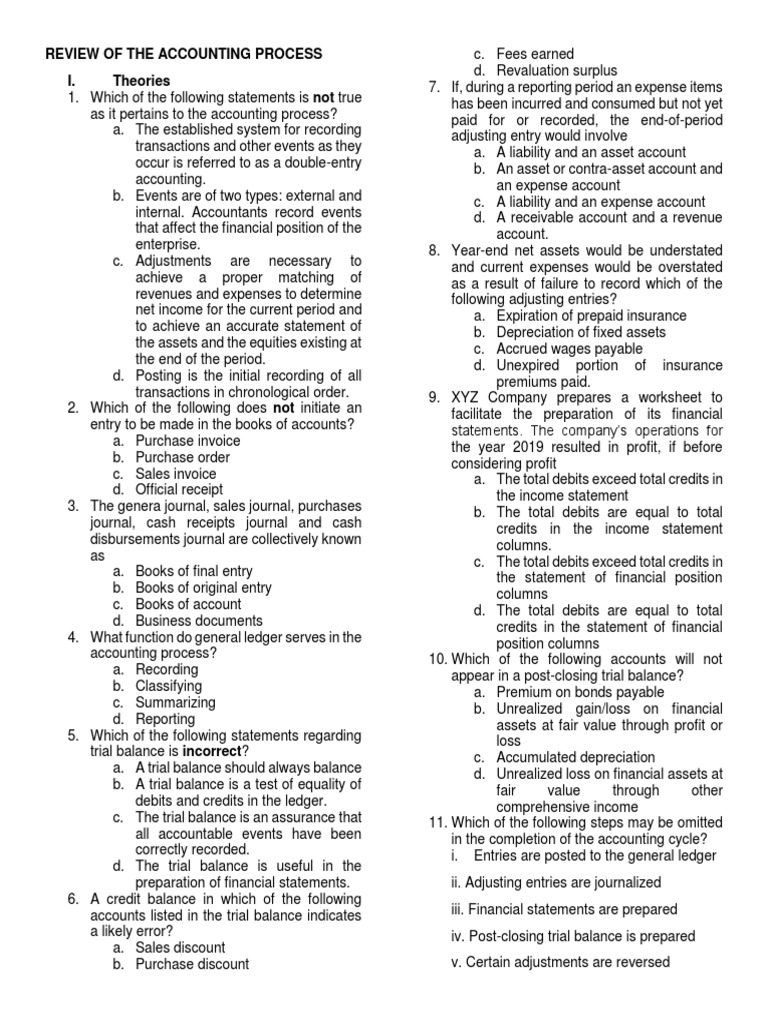Review of Accounting Process | PDF | Debits And Credits | Expense