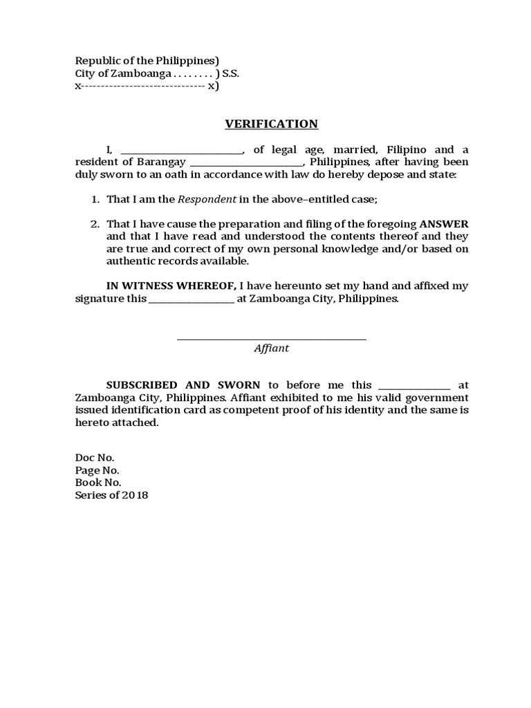 Verification: IN WITNESS WHEREOF, I Have Hereunto Set My Hand and ...