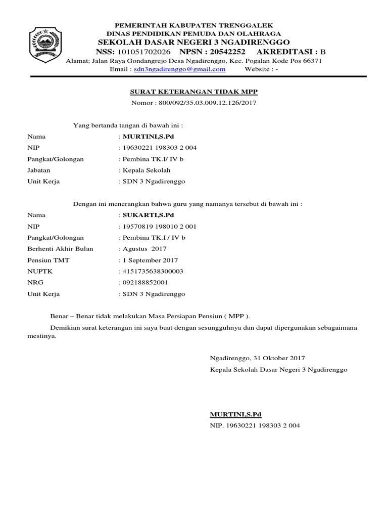 Surat Keterangan Tidak MPP | PDF