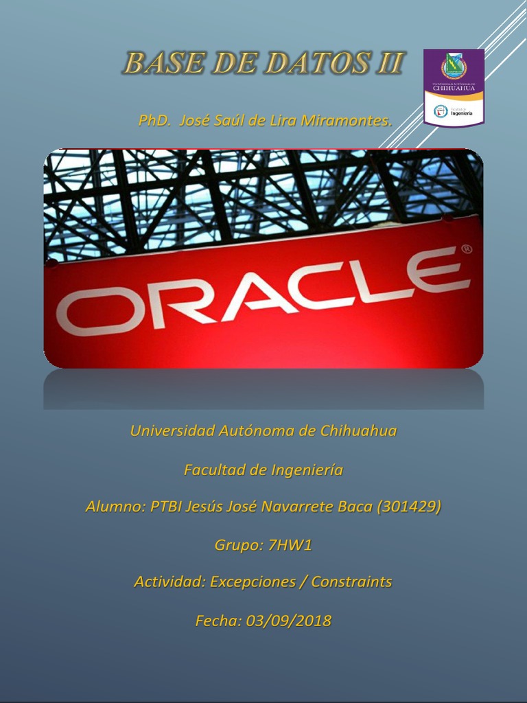 Oracle PL/SQL Exceptions / Constraints | PDF | Ingeniería Informática ...