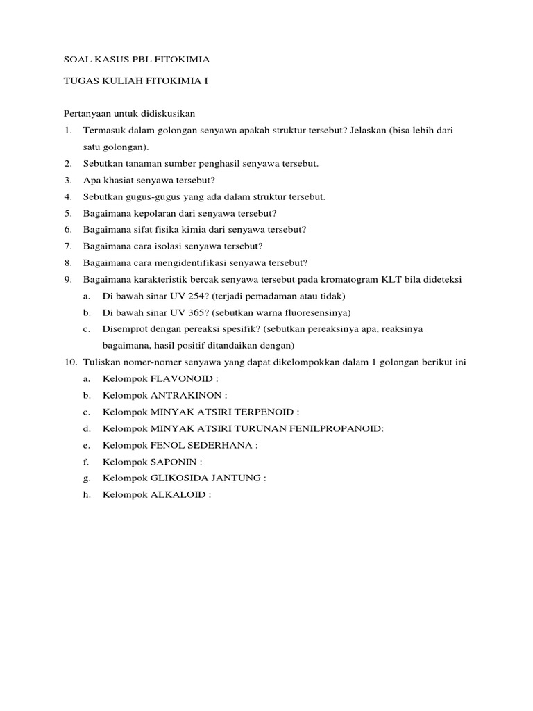 Soal Kasus PBL Fitokimia I | PDF