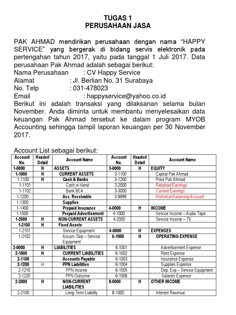 Soal Latihan MYOB Jasa | PDF