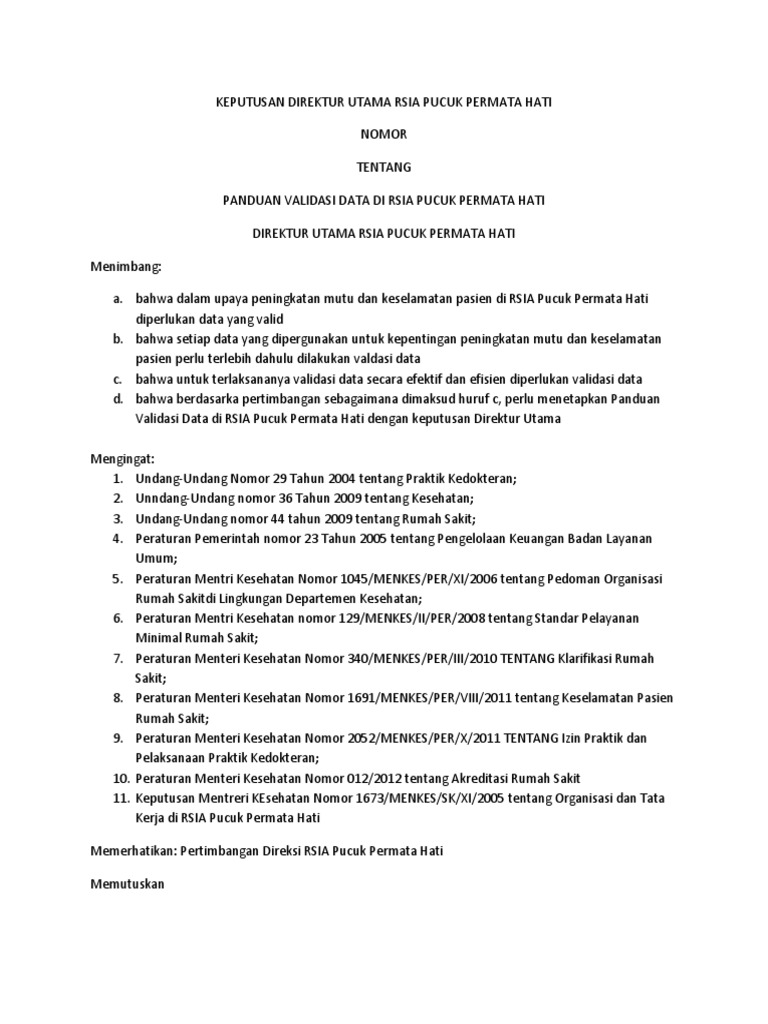 SK Validasi Data RS | PDF