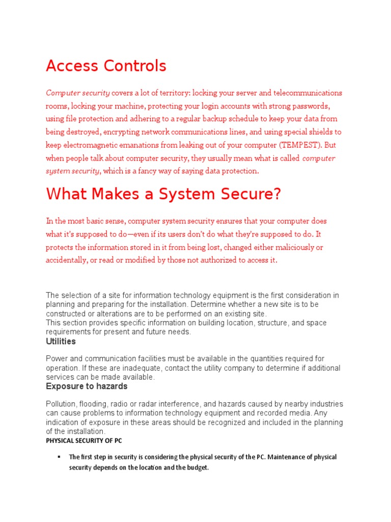 Access Controls: Computer Security Covers A Lot of Territory: Locking ...