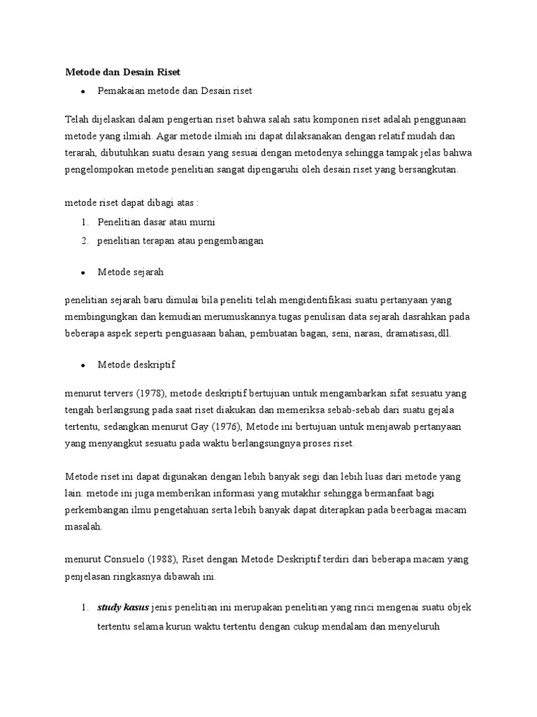 Metode Dan Desain Riset Deskriptif | PDF