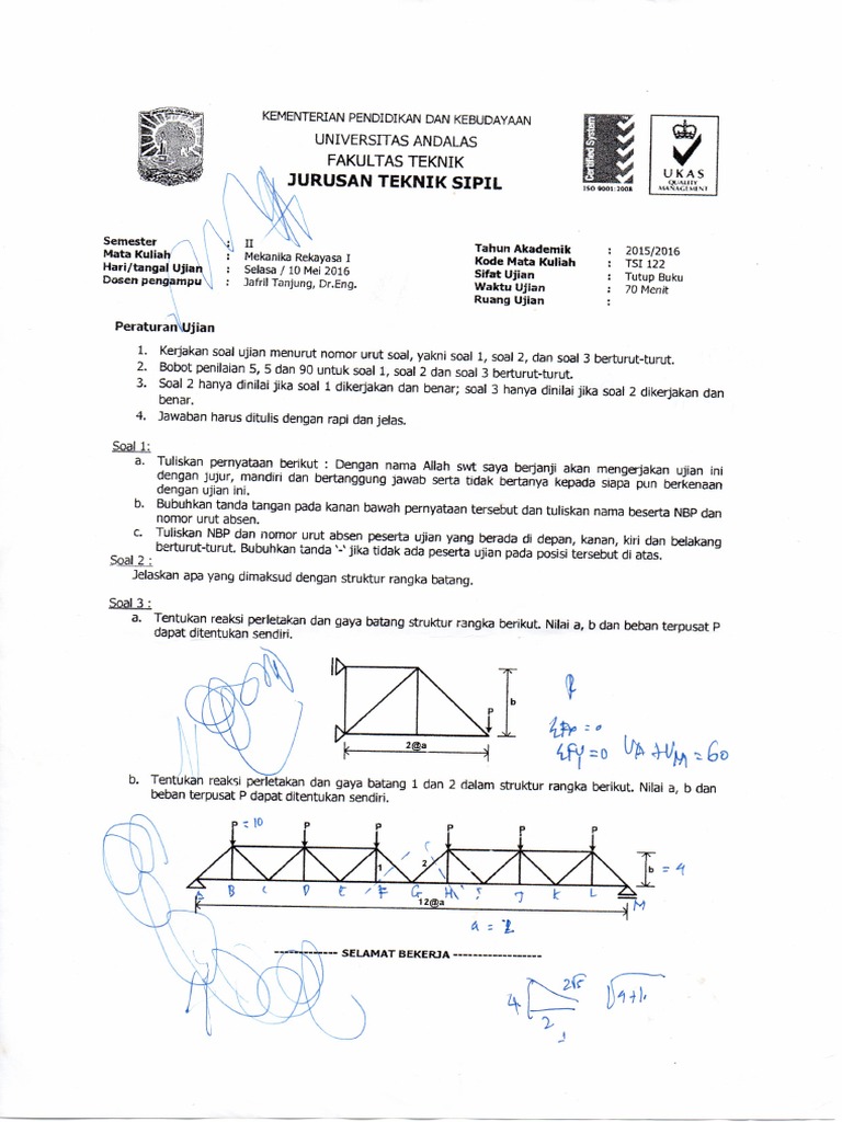 Mekanika Rekayasa 1 Teknik Sipil | PDF