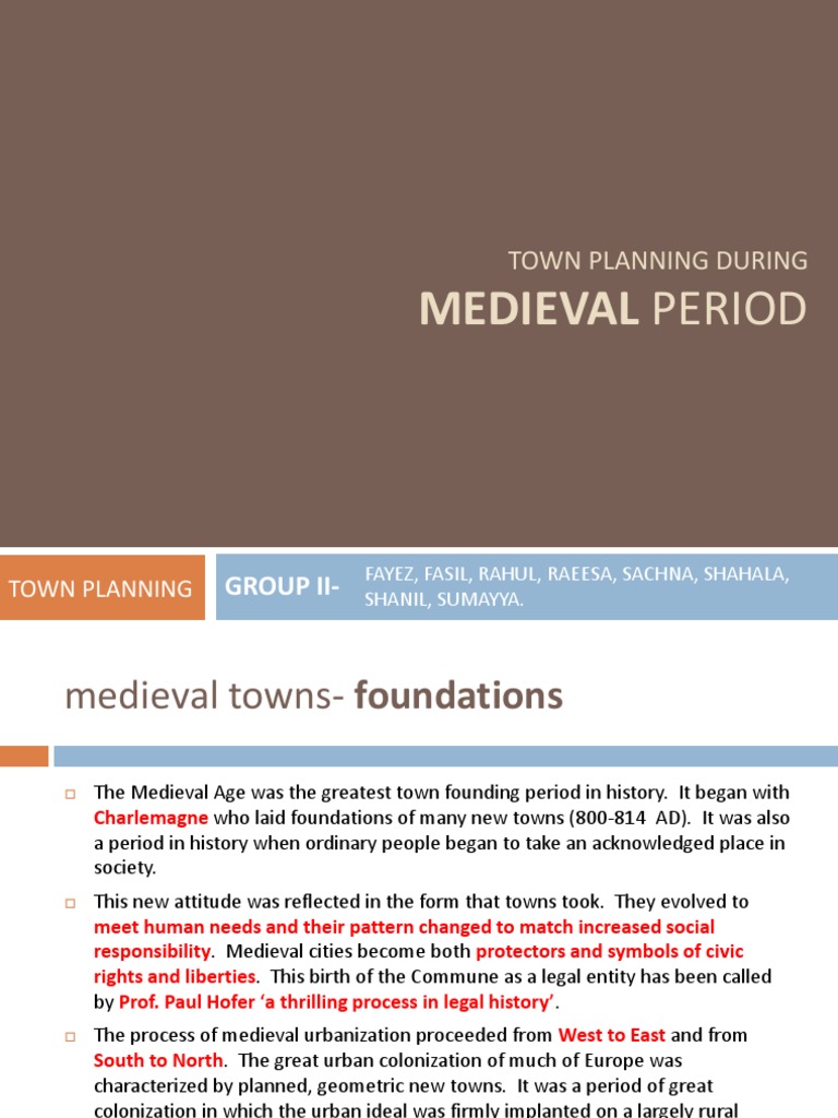 Medieval Period: Town Planning During | PDF | City | Fortification