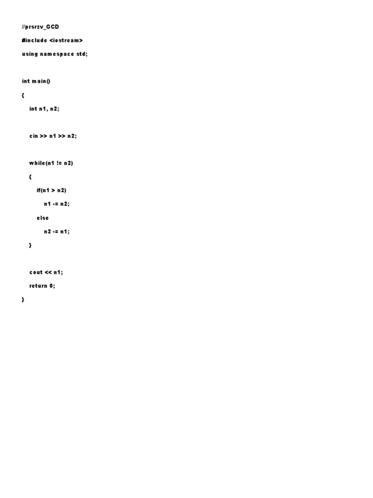 PRSRZV - GCD #Include Using Namespace STD | PDF