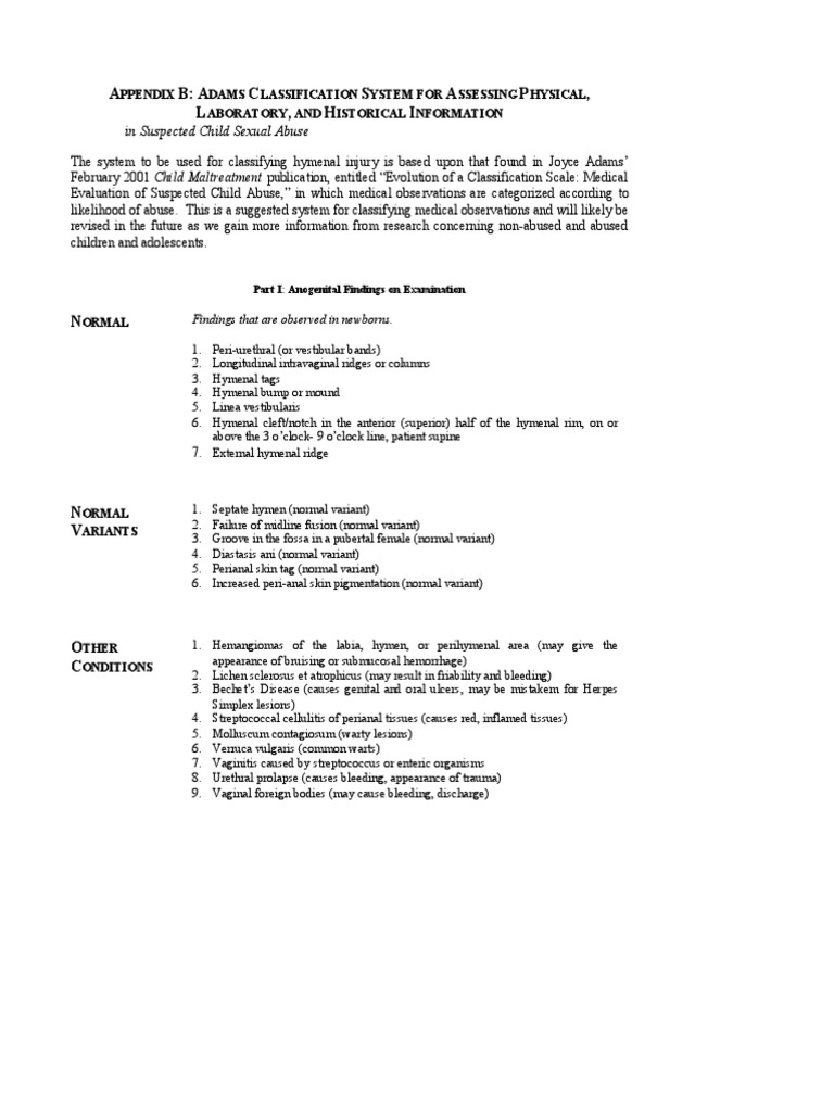 Adams Classification System For Assessing Physical | PDF | Vagina ...