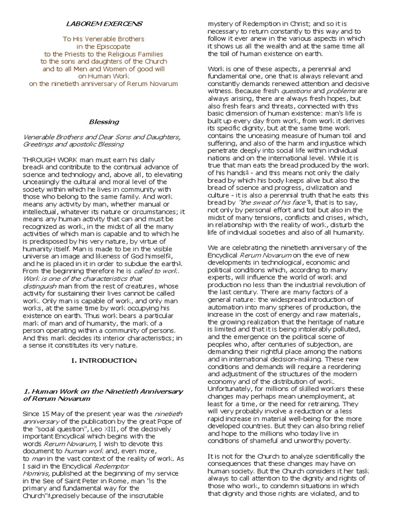 Laborem Exercens | PDF | Human | Catholic Church